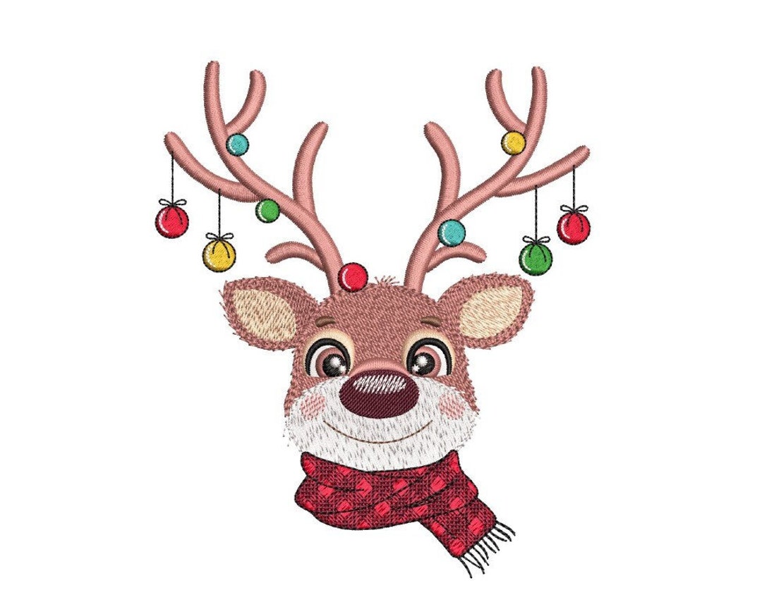 Christmas Reindeer Embroidery Design, 5 Sizes, Instant Download - Etsy