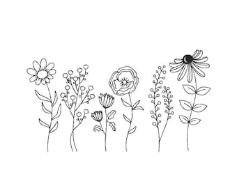 Summer Flowers Embroidery Design, 3 Sizes, Instant Download - Etsy