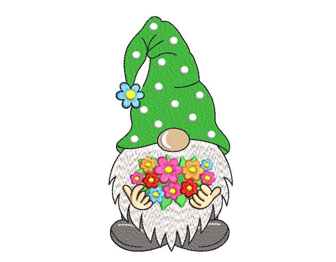 Spring Gnome Embroidery Design, 3 Sizes, Instant Download - Etsy