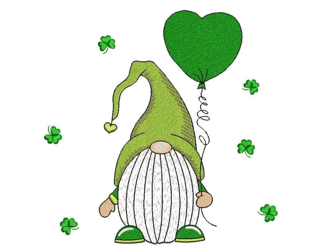 St. Patricks Day Gnome Embroidery Design 3 Sizes Instant - Etsy