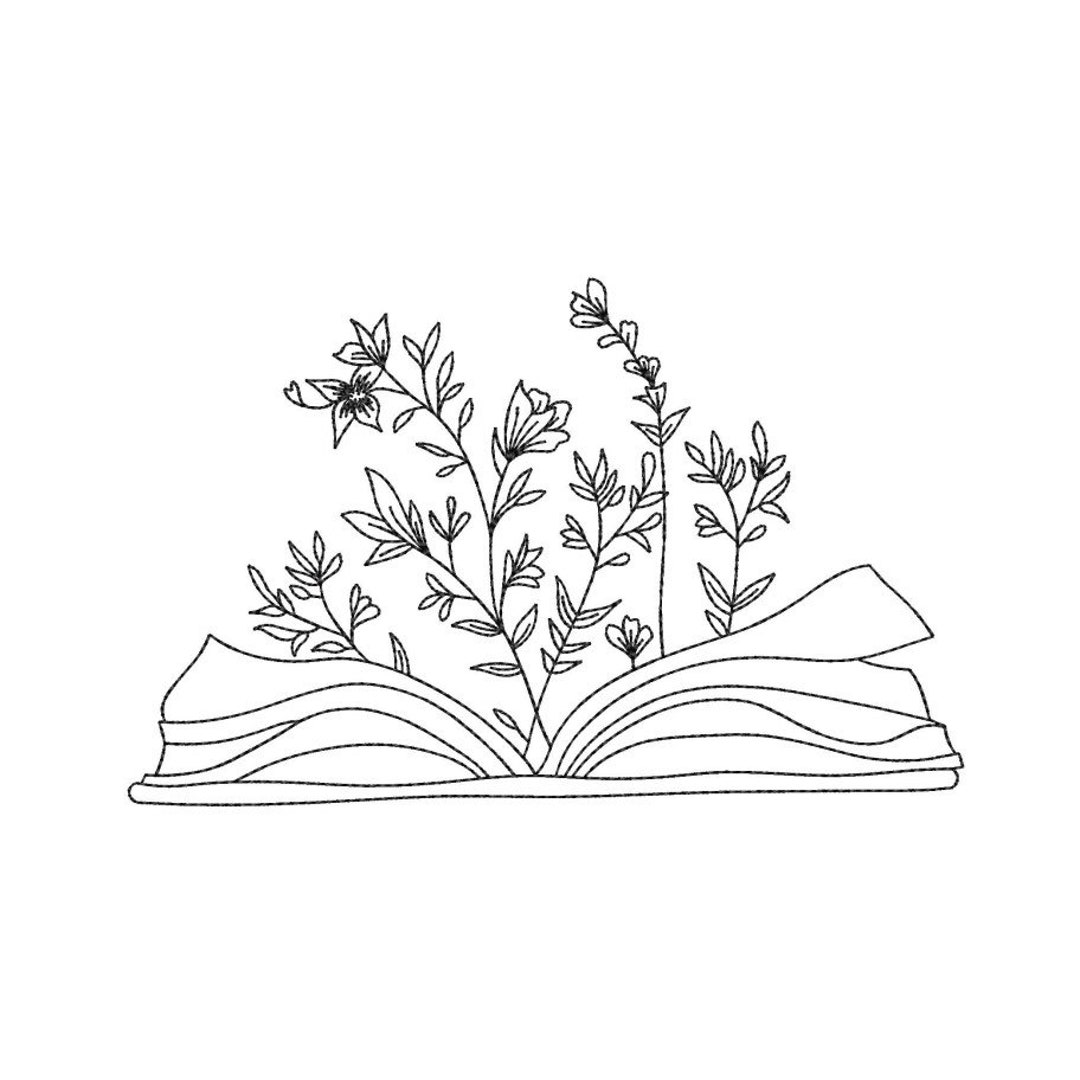 Floral Book Embroidery Design, 5 Sizes - Etsy