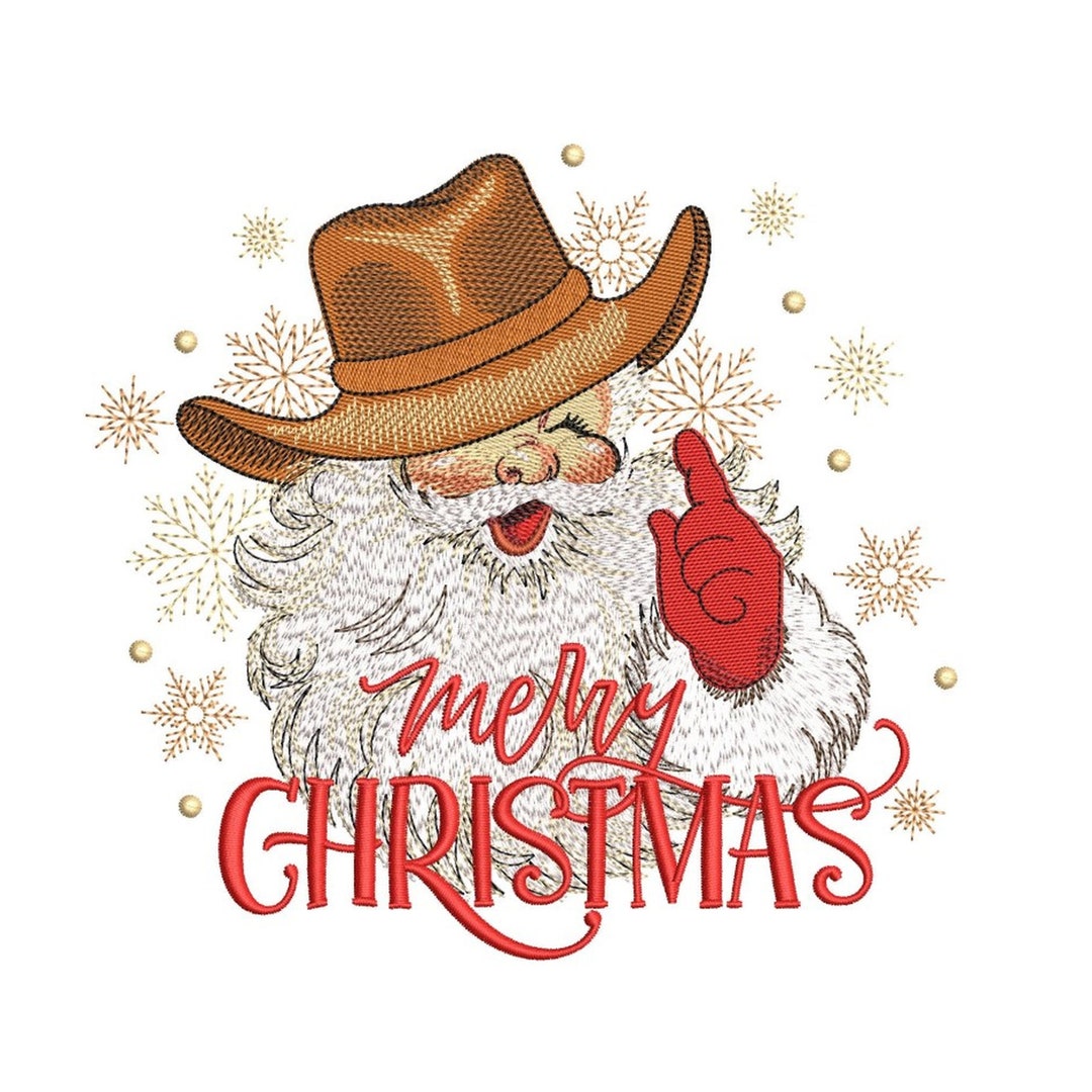 Cowboy Santa Western Christmas, Merry Christmas Machine Embroidery ...