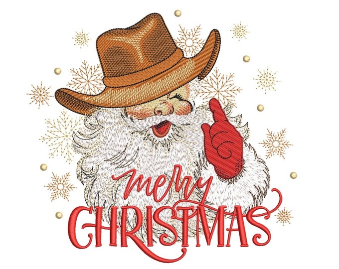 Cowboy Santa Applique Design - Etsy