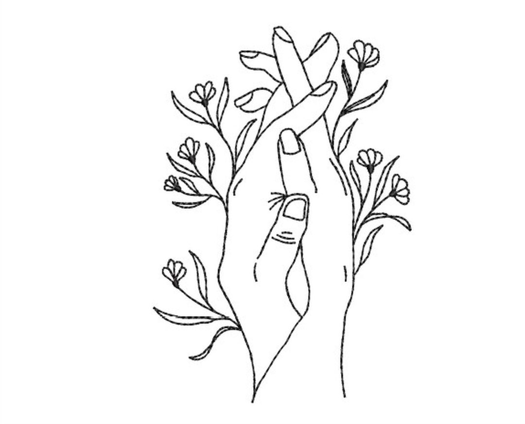 Hands With Flowers Embroidery Design - Etsy