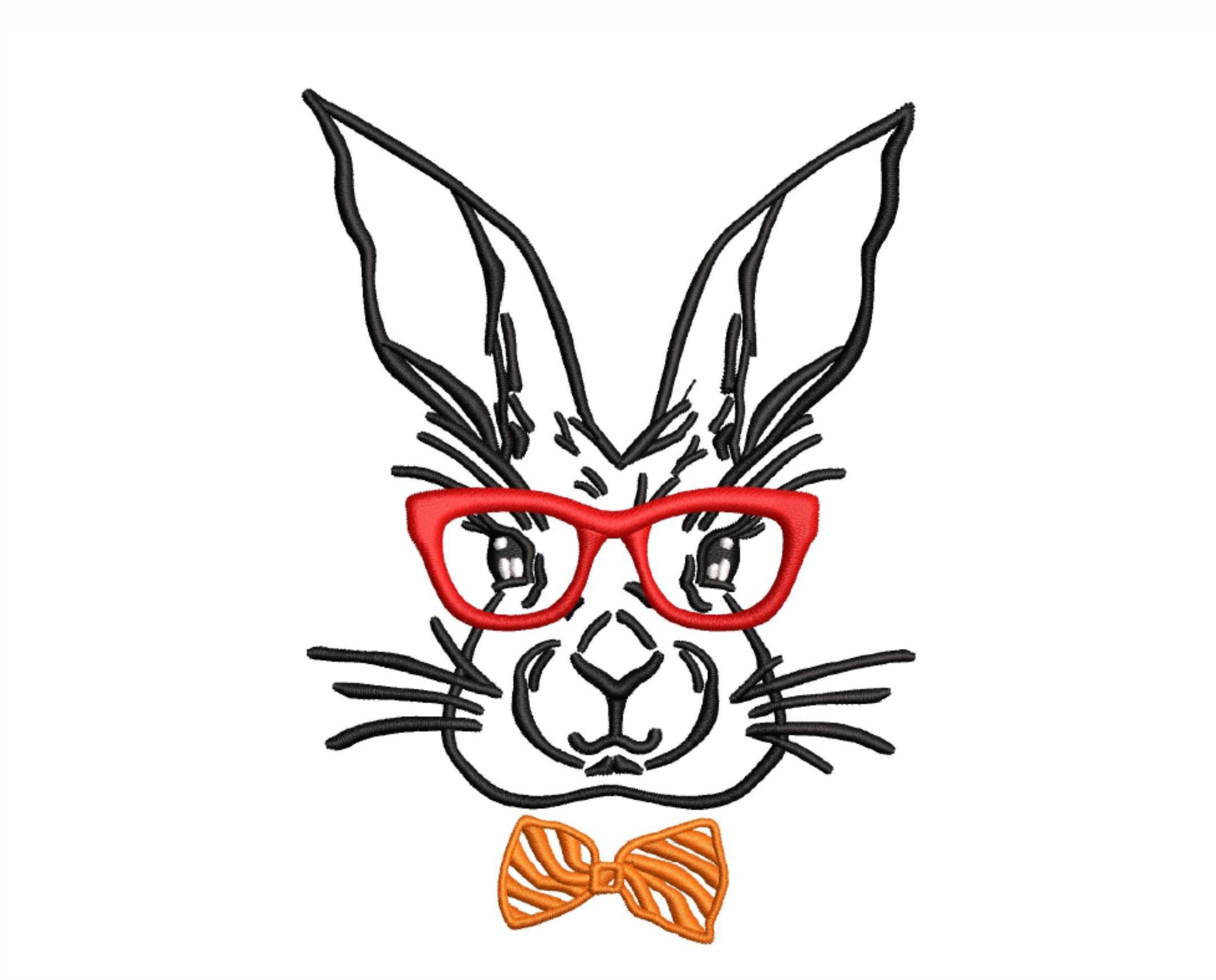 Bunny With Glasses Embroidery Design - Etsy