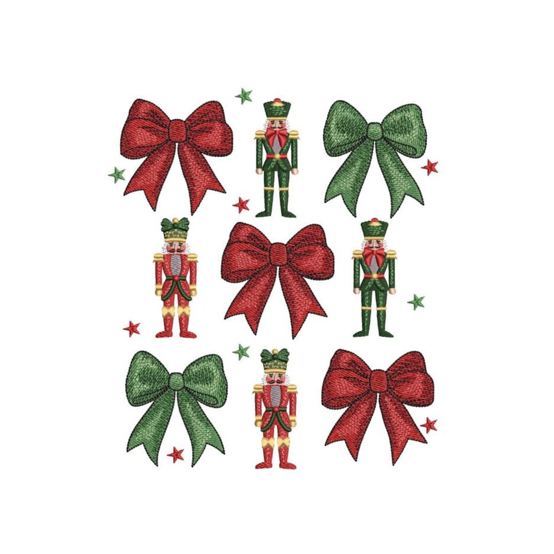Nutcracker Embroidery Design, Christmas Bow Embroidery Machine File, 3 ...