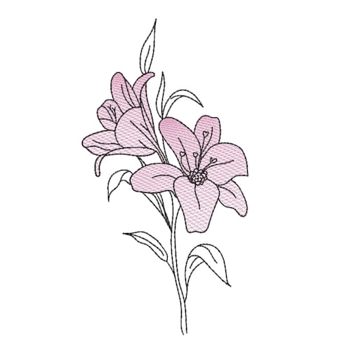 Lilies Machine Embroidery Design Flora Embroidery Line Art - Etsy