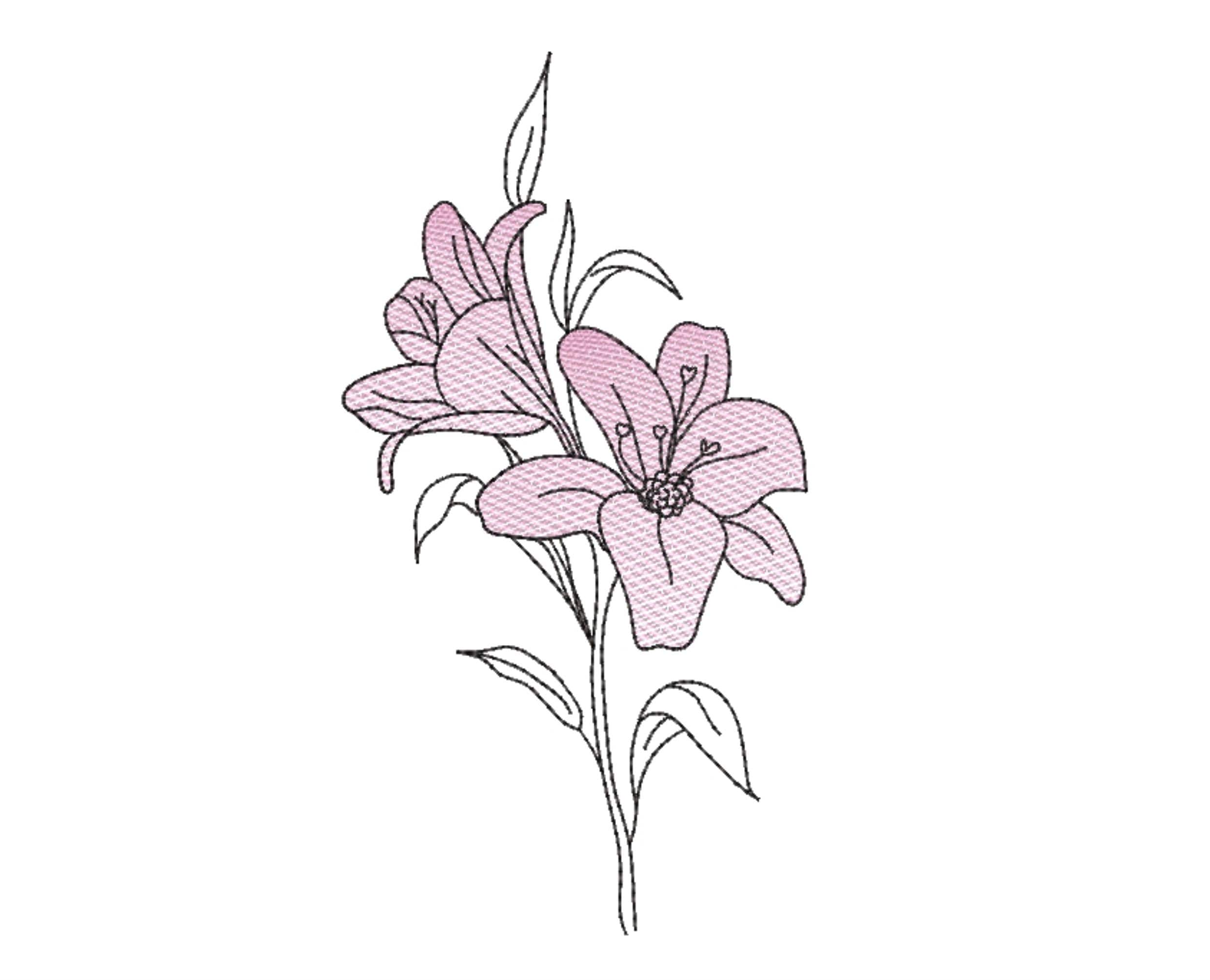 Lily Embroidery Design | Etsy