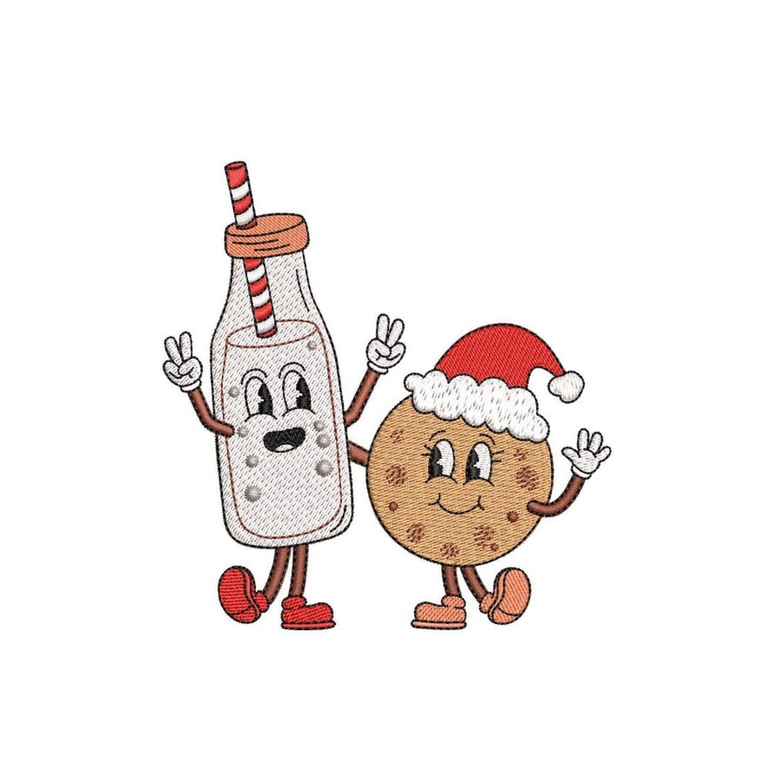 Merry Christmas Embroidery Design, Milk and Cookie Machine Embroidery ...