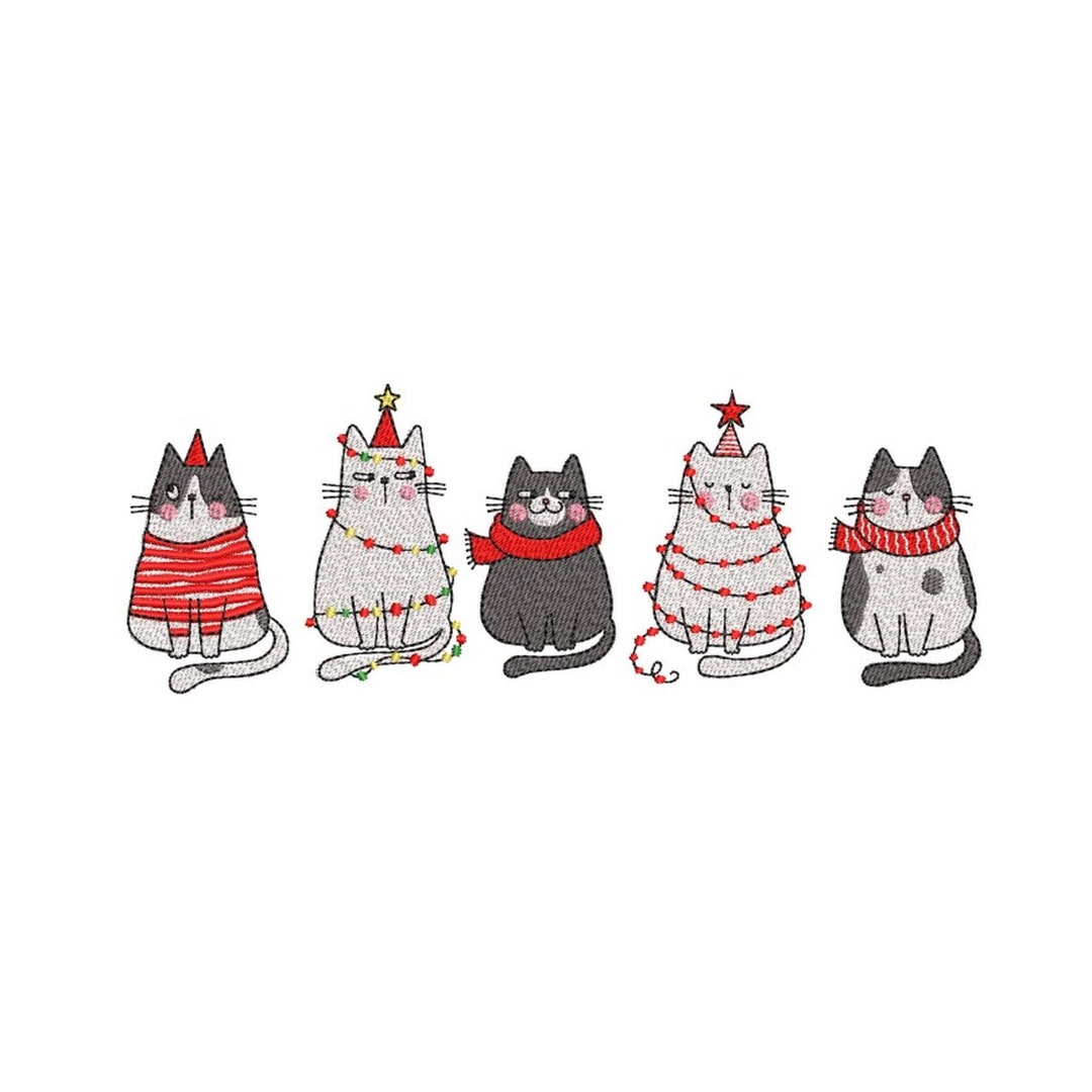 Christmas Cats Embroidery Design, Merry Christmas Embroidery Machine ...