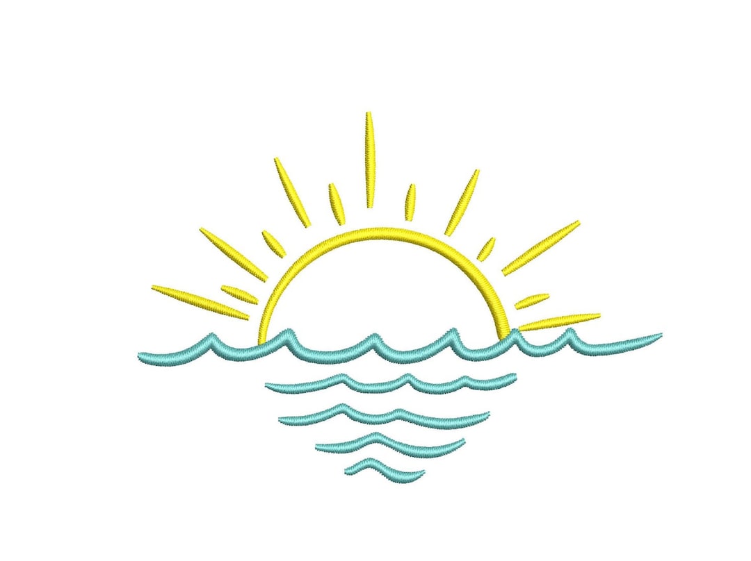 Ocean Sunrise Machine Embroidery Design, Summer Waves Embroidery ...