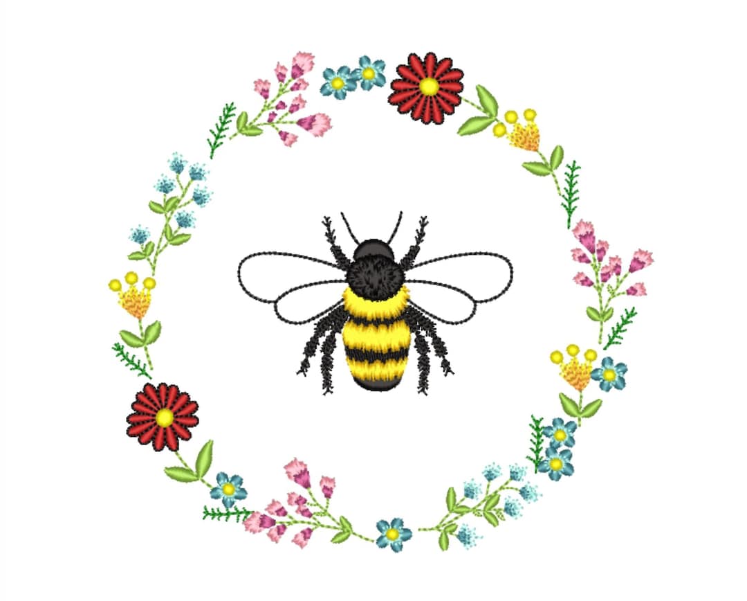 Bee Embroidery Design Cute Bumblebee Pattern for Towels Clothes Bags or ...