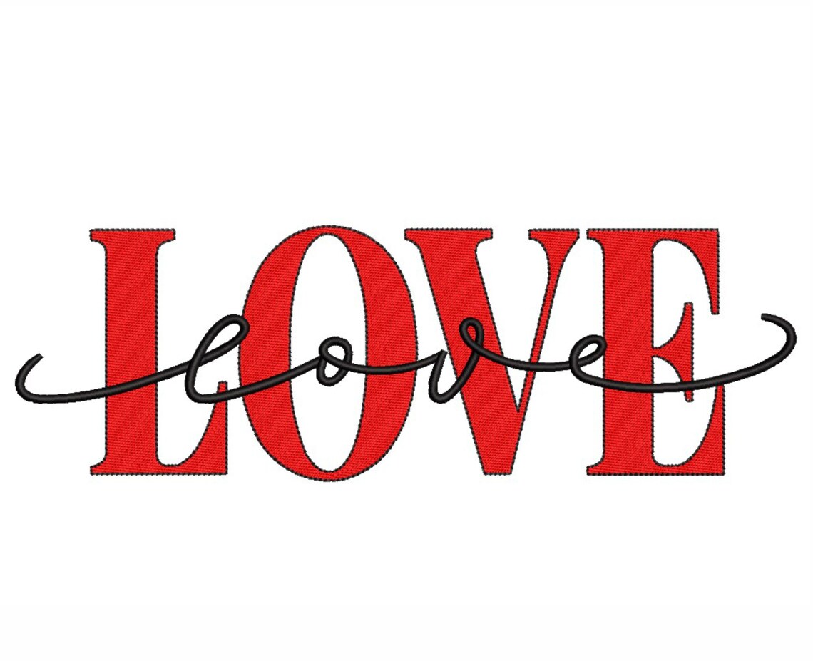Love Embroidery Design 5 Sizes Instant Download | Etsy