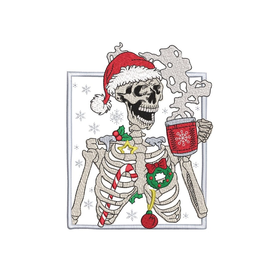 Dead Inside Skeleton Embroidery Design, Christmas Skeleton Machine ...