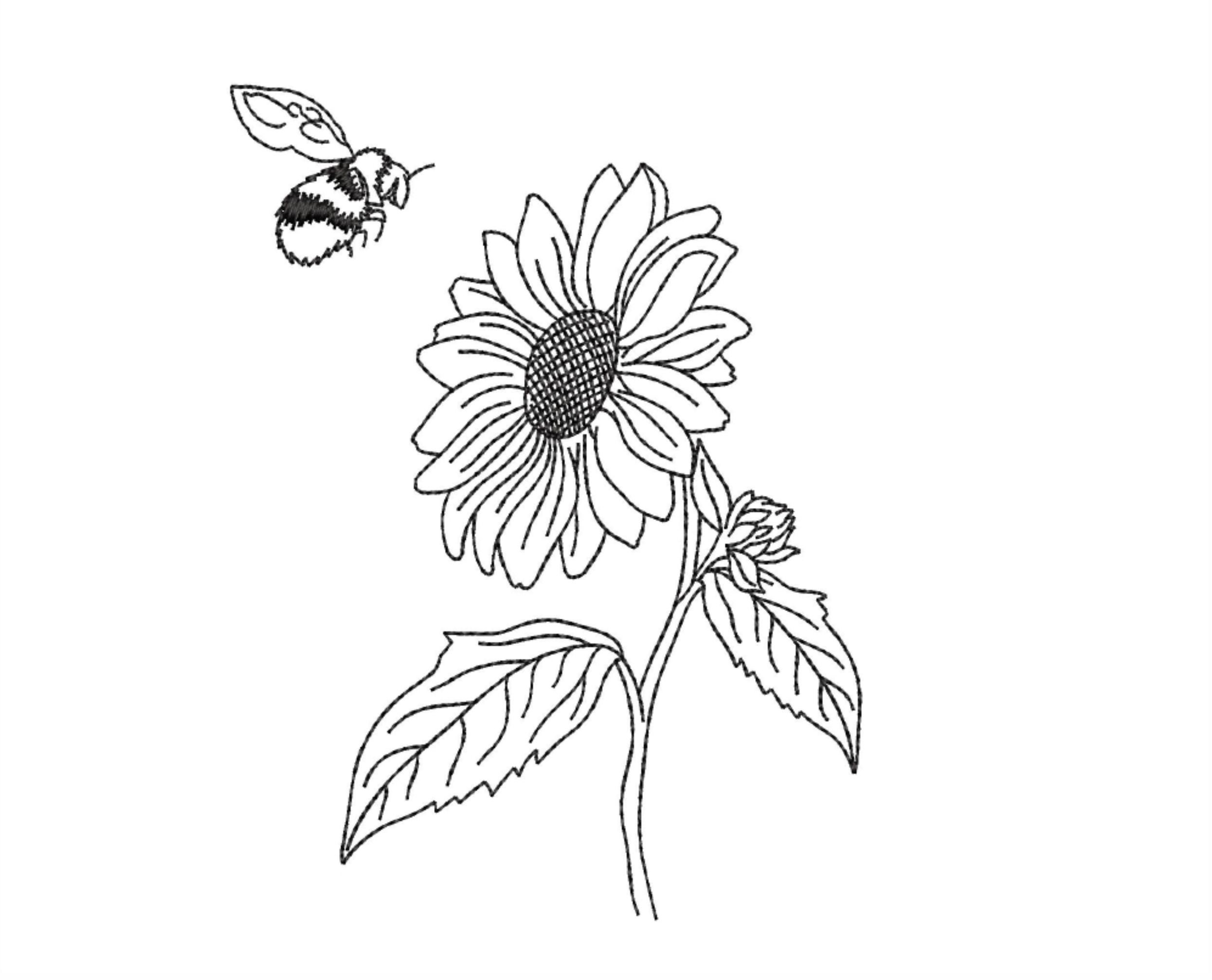 Sunflower Embroidery Design - Etsy