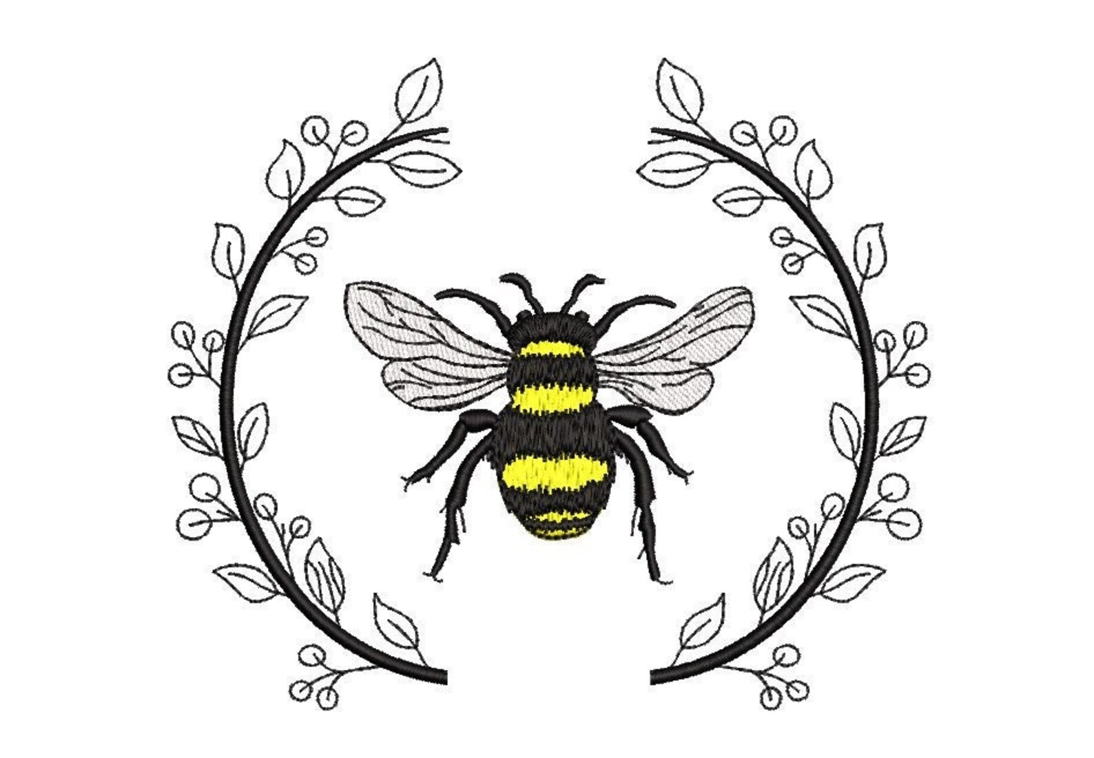 Floral Bee Embroidery Design 3 Sizes Instant Download - Etsy