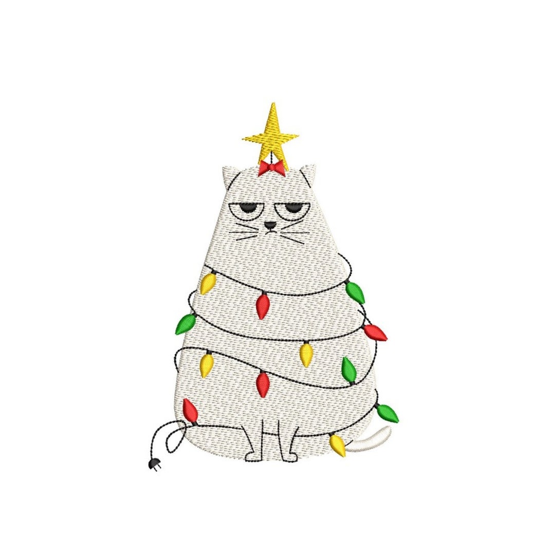 Christmas Cat Embroidery Design, Merry Christmas Embroidery Machine ...