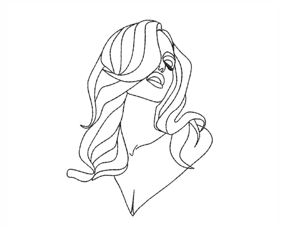One Line Woman Embroidery Design - Etsy