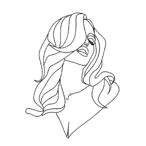 Woman With a Rose Embroidery Design One Line Art Embroidery - Etsy