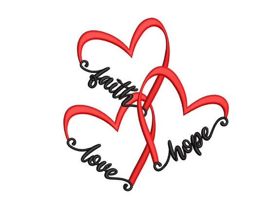Faith Hope and Love Embroidery Design 3 Sizes Instant | Etsy