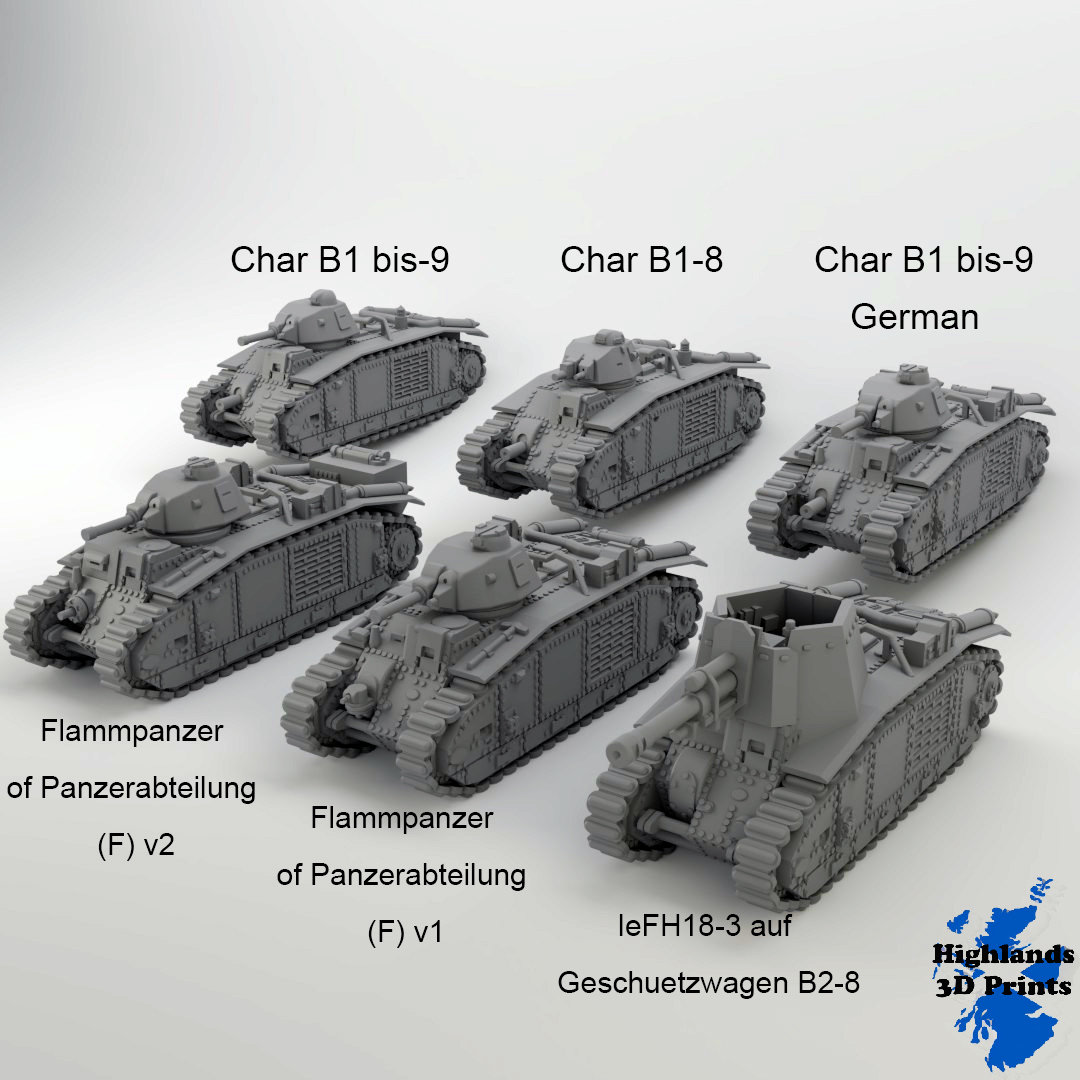 Char B1 Bis Tank WW2 Tabletop Gaming 3D Print 32/28/20/15/10 - Etsy UK