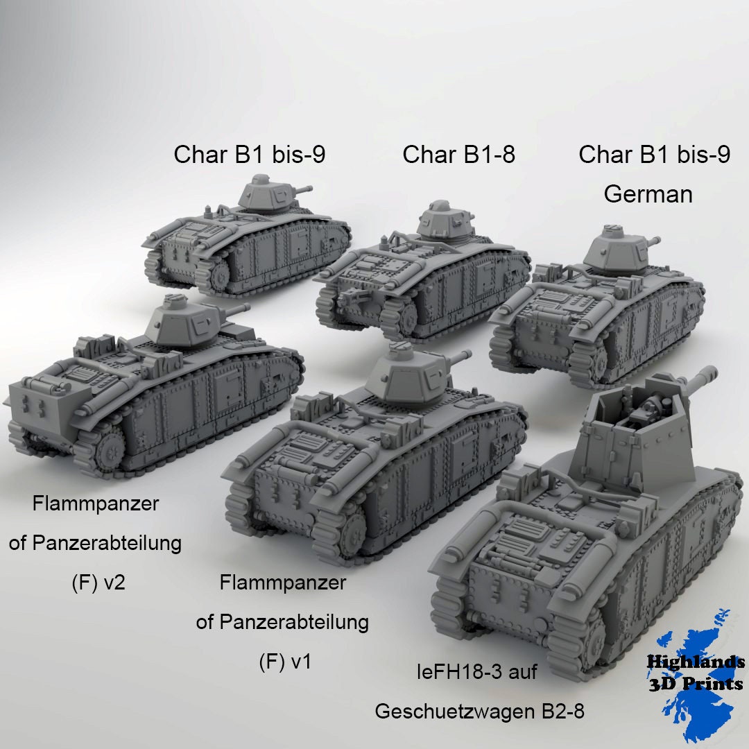 Char B1 Bis Tank WW2 Tabletop Gaming 3D Print 32/28/20/15/10 - Etsy UK