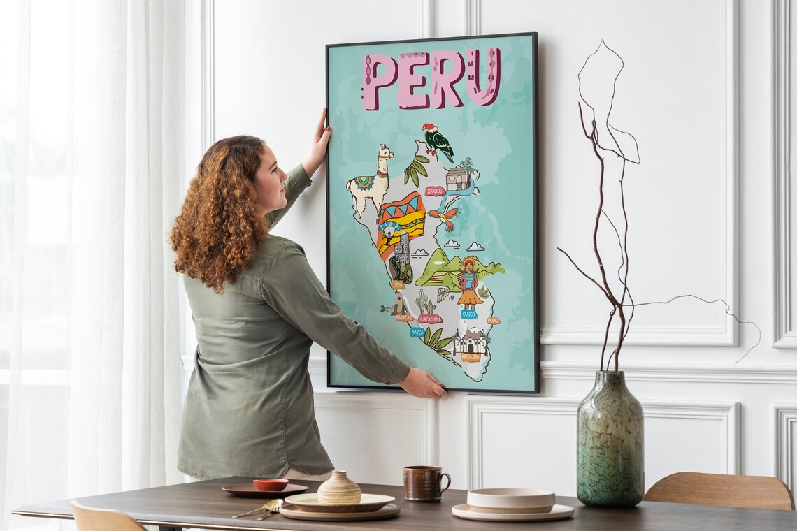 Peru Rainbow Mountain Travel Poster Set of 4,peru Wall Art Print,peru ...