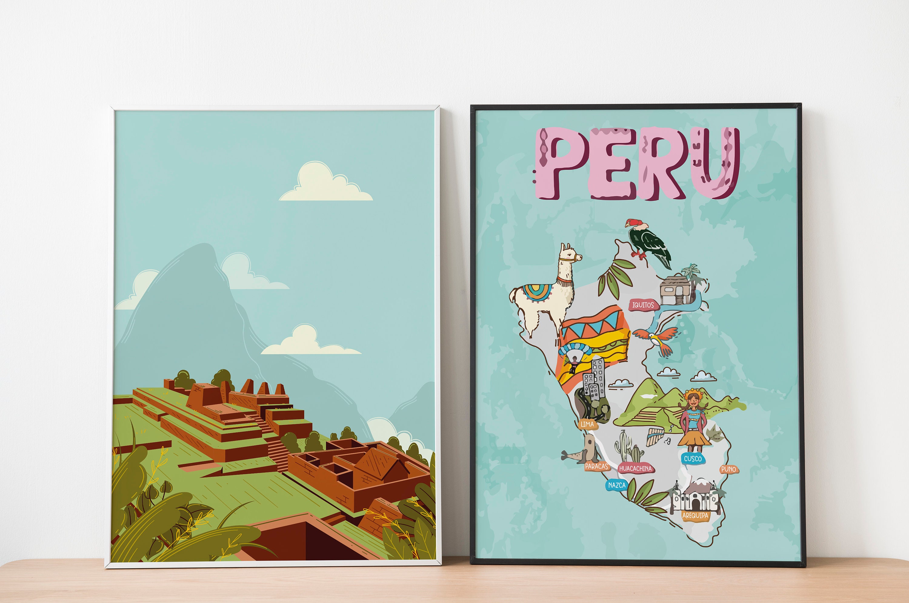 Peru Rainbow Mountain Travel Poster Set of 4,peru Wall Art Print,peru ...