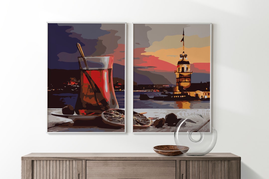 2x Poster Set, Islamic Murals, Türkiye, Turkey, Turkey, Istanbul, Kiz ...