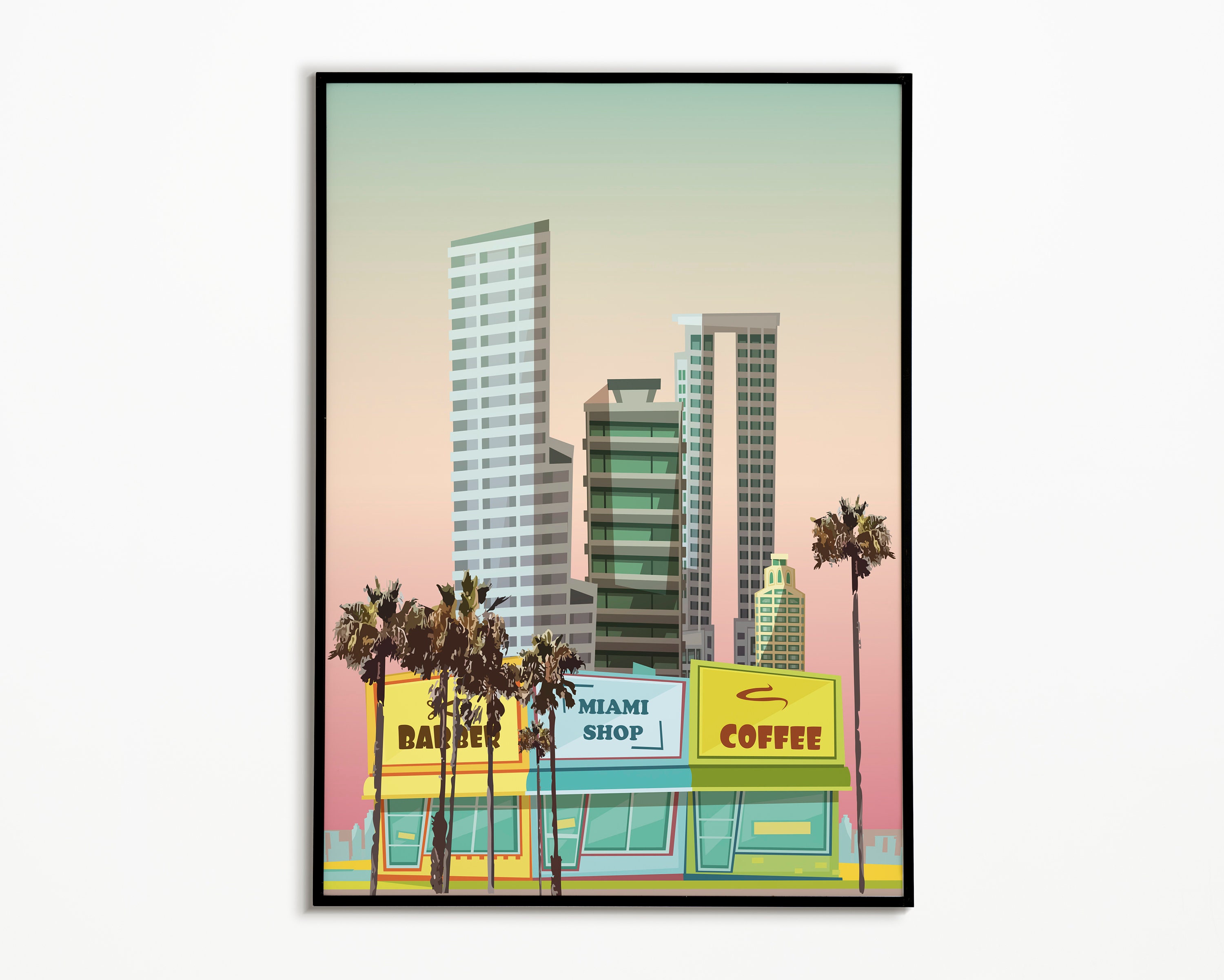 Miami City Prints, Miami Colourful Prints Set of 6, Miami Wall Art ...