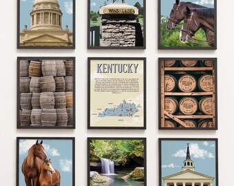 Kentucky State Prints Set of 6, Kentucky Black and White Prints ...