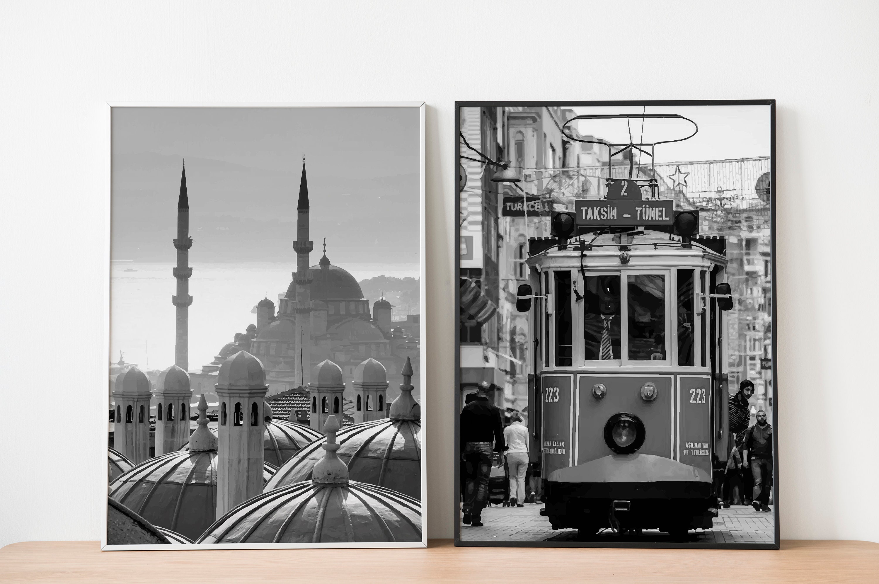 Istanbul Set of 9 Prints, Black White Istanbul 9 Pieces Wall Art ...