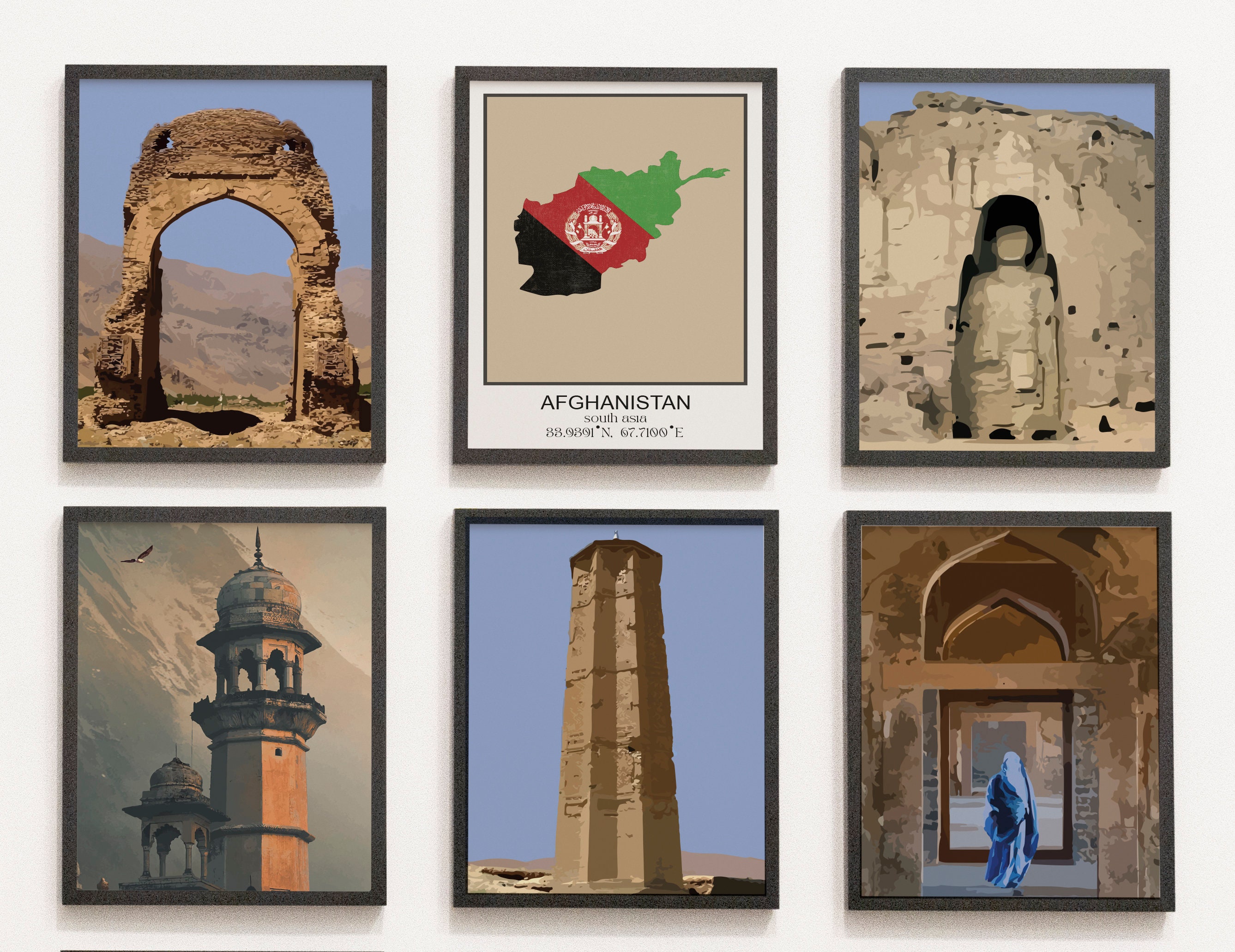 Afghanistan Prints Afghanistan Colourful Prints Set of 6 - Etsy