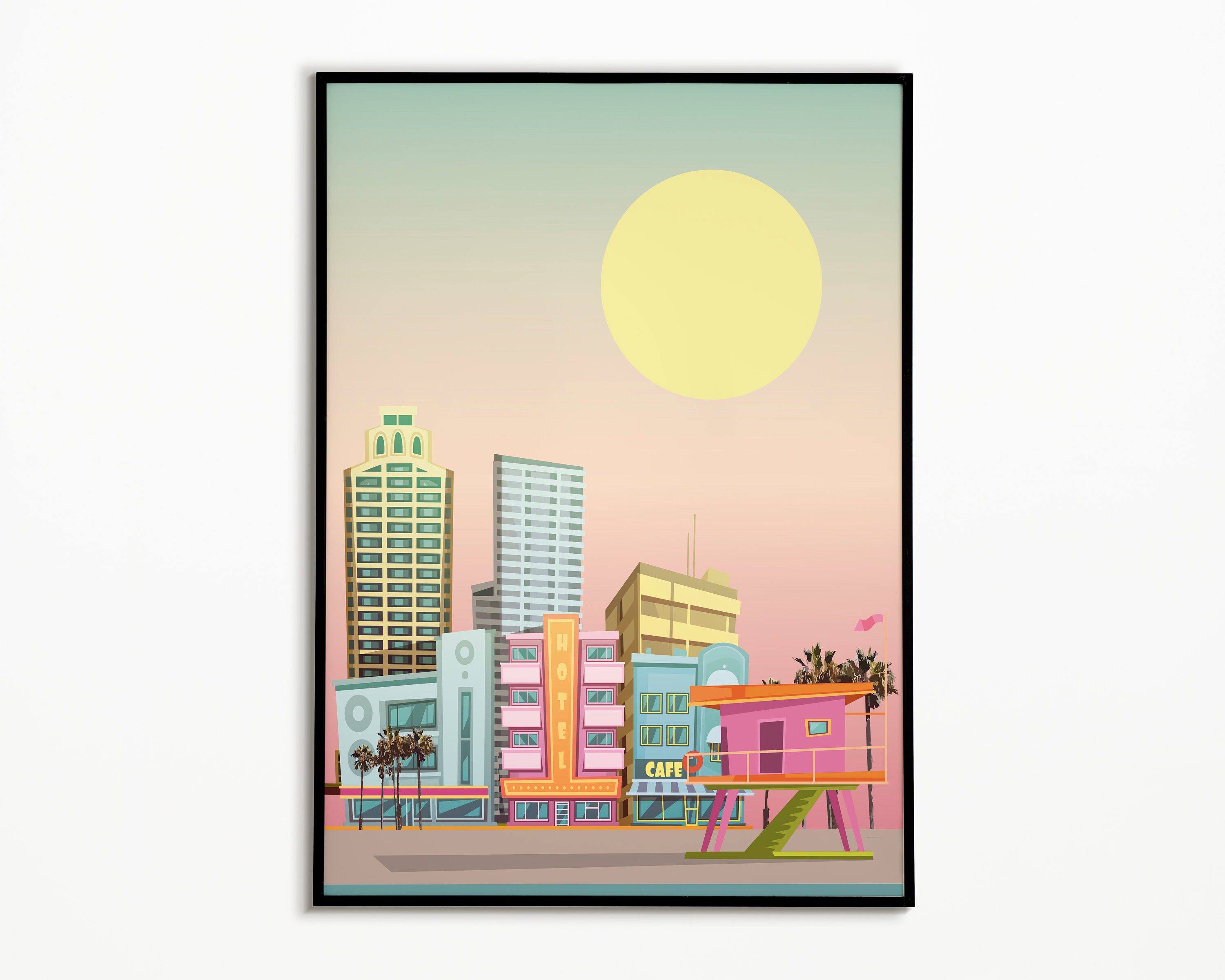 Miami City Prints, Miami Colourful Prints Set of 6, Miami Wall Art ...