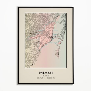 Miami City Prints, Miami Colourful Prints Set of 6, Miami Wall Art ...