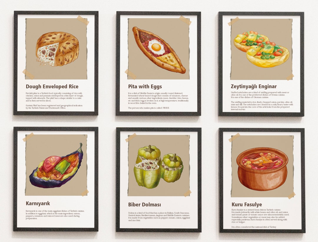 6 Pcs Kitchen Poster Set, Turkish Cuisine Set, Turkish Food Posters ...