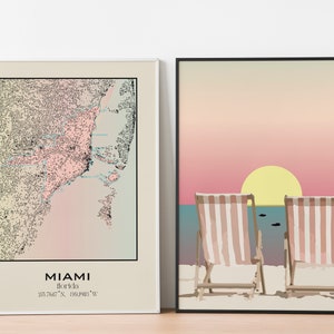 Miami City Prints, Miami Colourful Prints Set of 6, Miami Wall Art ...