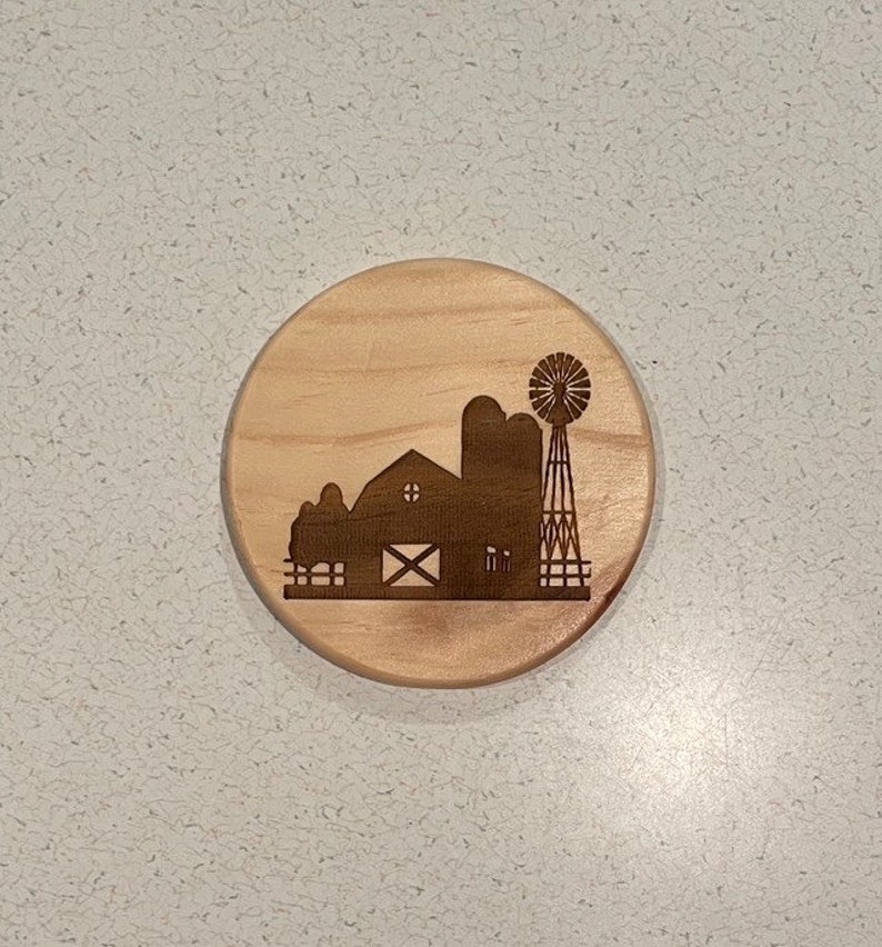 Farm/barns and Country Themed Wooden Coaster Set, Laser Engraved ...