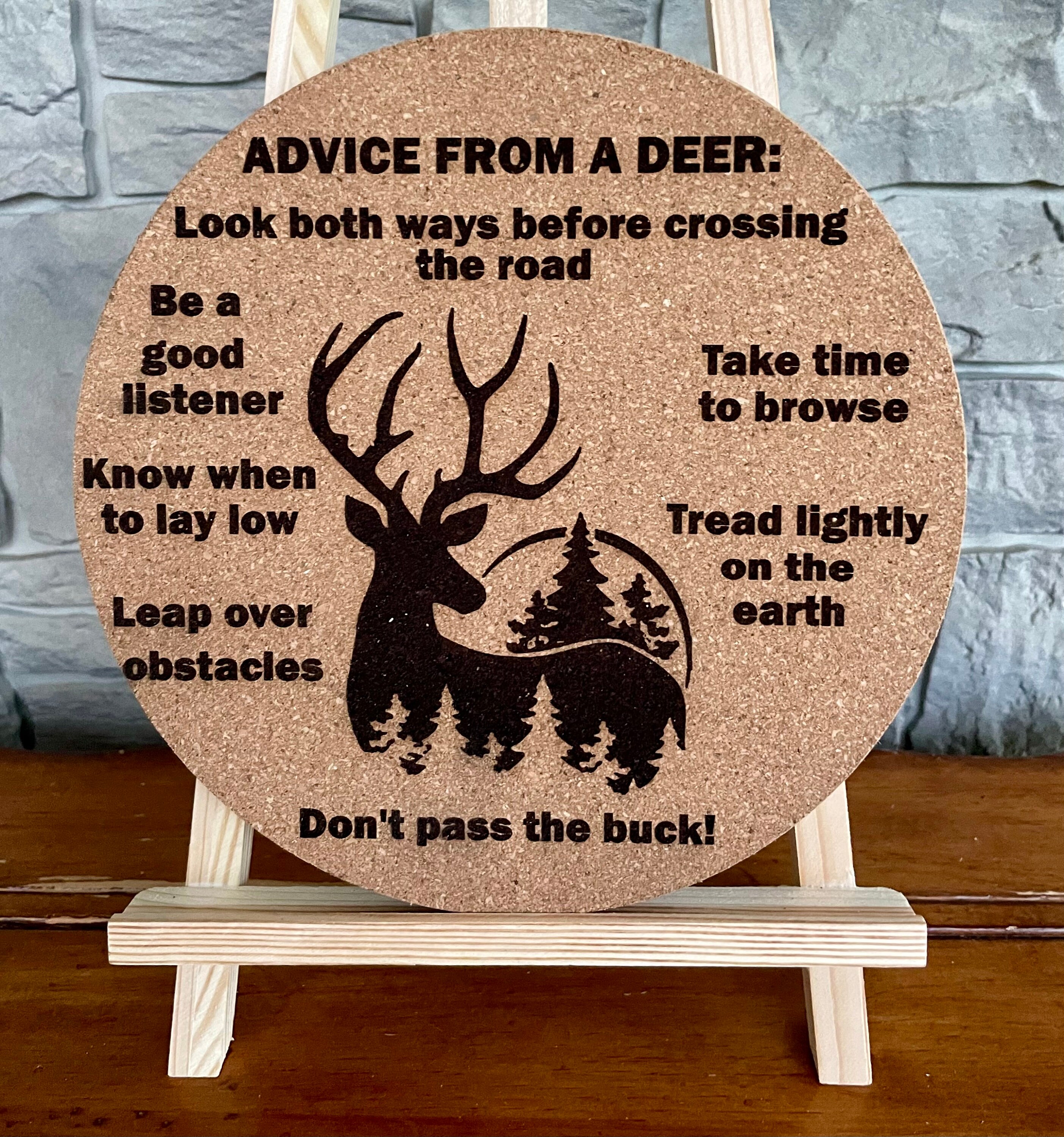 Advice From A Bear Deer Elk or Moose Designs Cork Trivets - Etsy