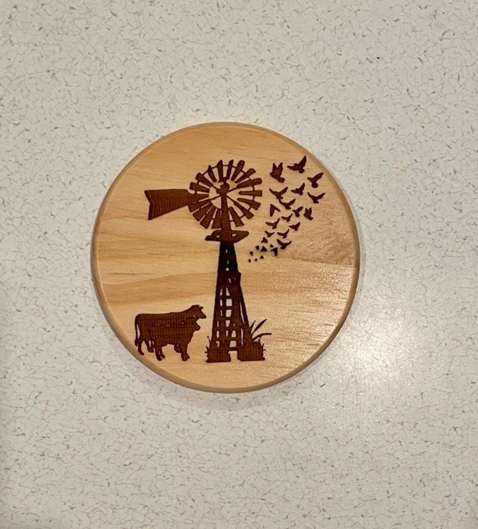 Farm/barns and Country Themed Wooden Coaster Set, Laser Engraved ...