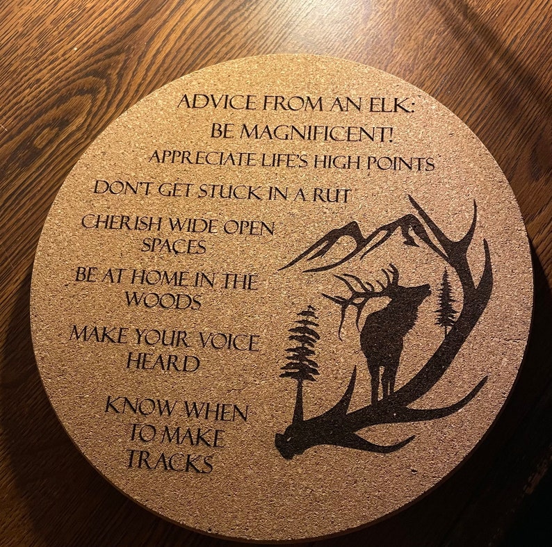 Advice From A Bear, Deer, Elk, or Moose Designs Cork Trivets - Etsy