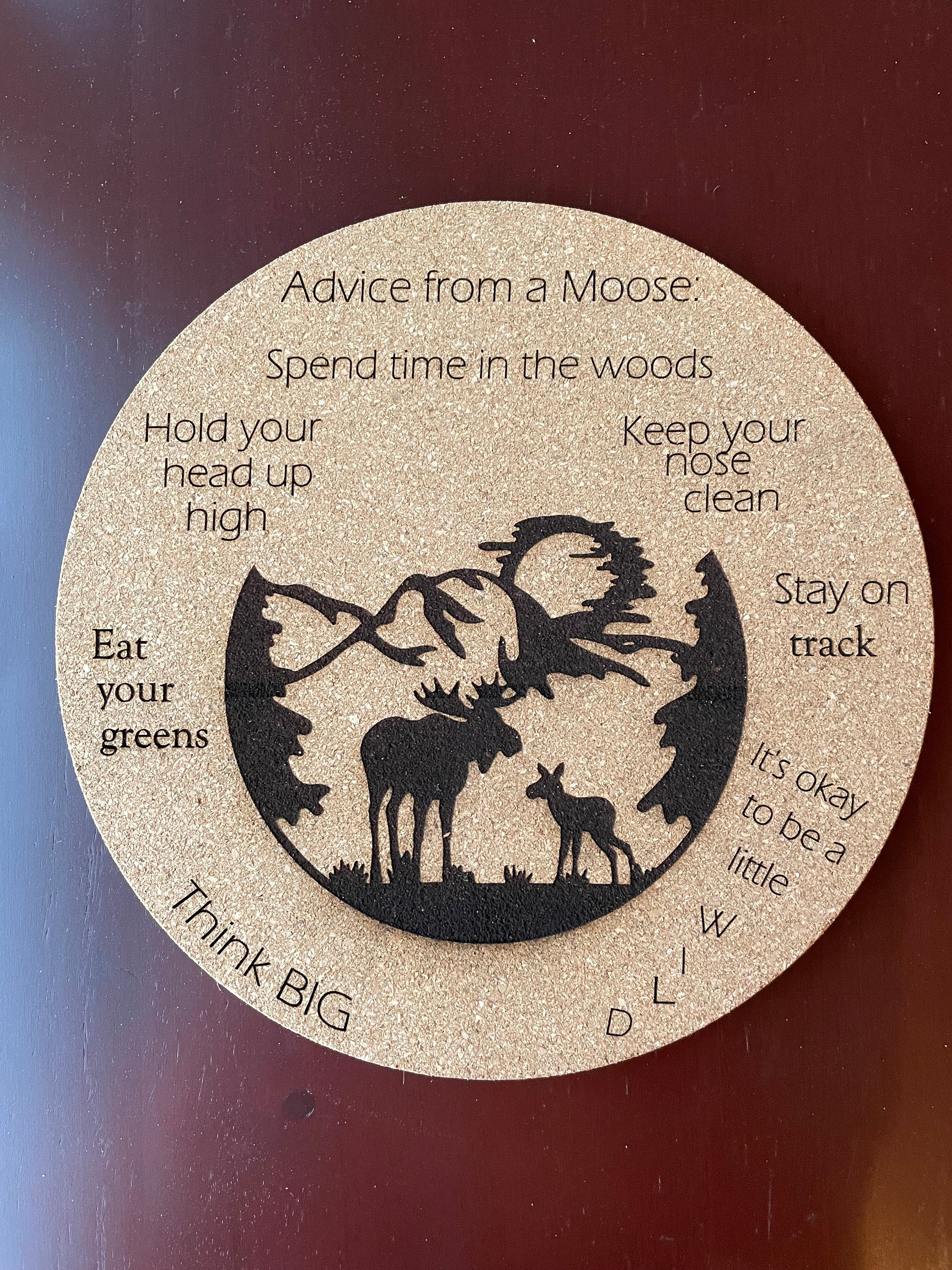 Advice From A Bear, Deer, Elk, or Moose Designs Cork Trivets - Etsy