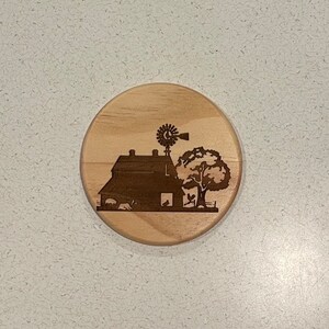 Farm/barns and Country Themed Wooden Coaster Set, Laser Engraved ...