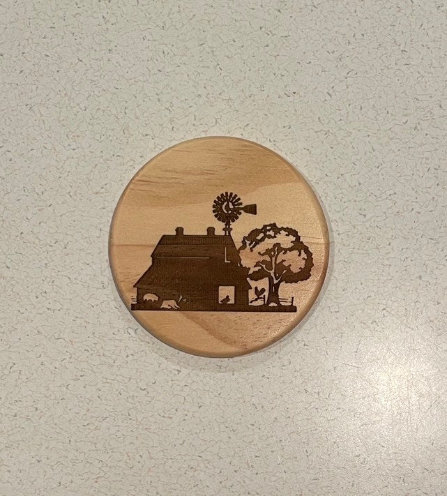 Farm/barns and Country Themed Wooden Coaster Set, Laser Engraved ...