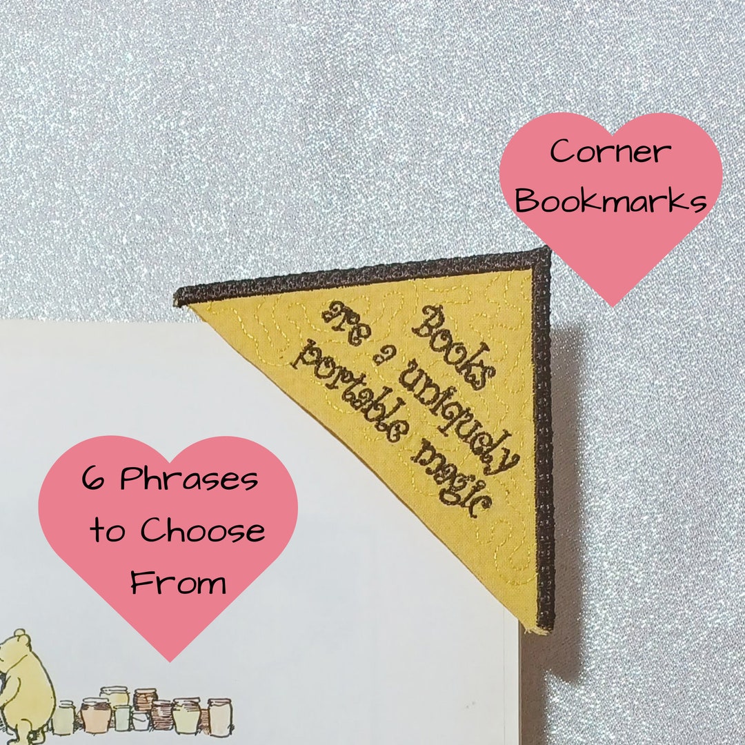 Embroidered Corner Bookmark, Hand Made Book Gift for Book Lovers ...