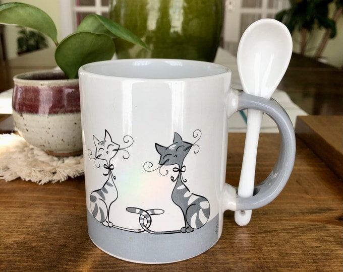 Efya Deco Porcelain CAT Mug/coffee Cup With Spoon. - Etsy