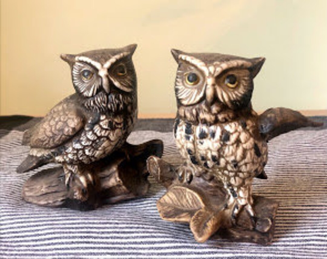 Vintage Pair Homco Ceramic Owl Bird Figurines on Branch - Etsy Vintage Pair Homco Ceramic Owl Bird Figurines on Branch - Etsy