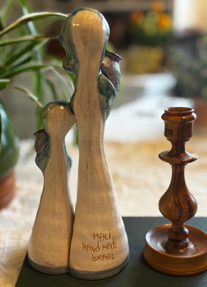 Vintage Mali Signed Israel Clay Figurine & Jerusalem Candlestick | 2 ...