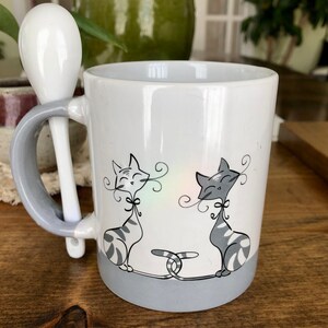 Efya Deco Porcelain CAT Mug/coffee Cup With Spoon. - Etsy