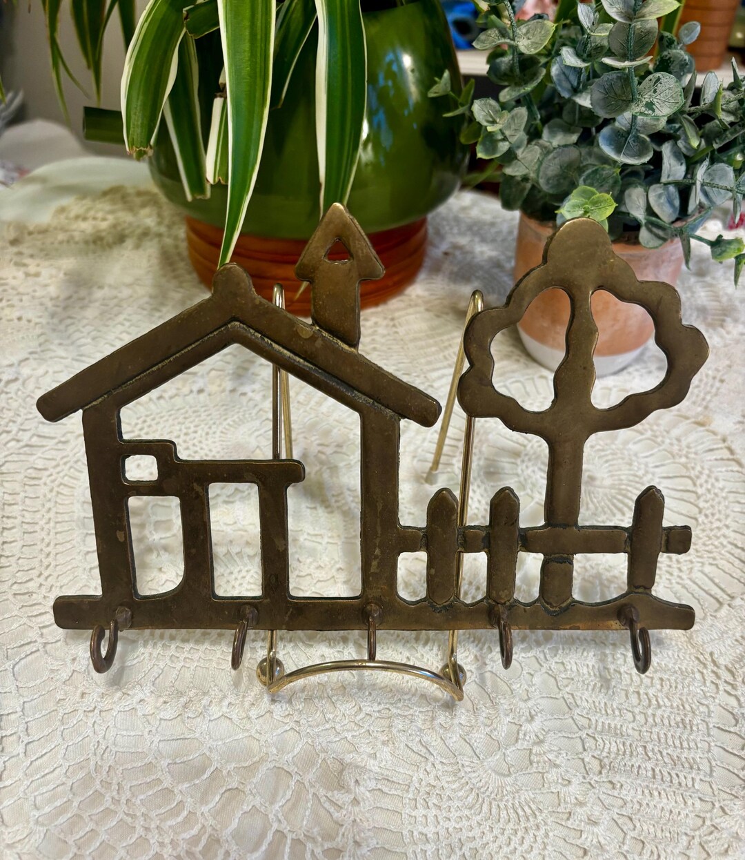Vintage Brass House Key Hook/holder Wall Hanging - Etsy